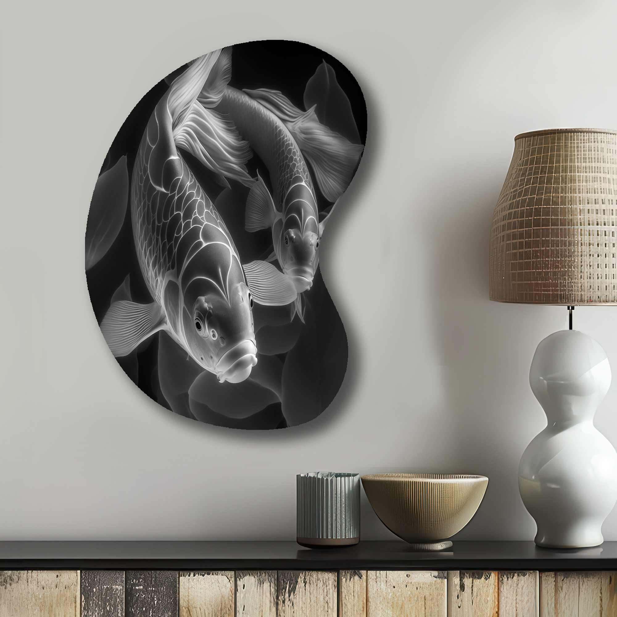 Bay Isle Home™ Monochrome Koi Fish - Animal Fish Boom Shape ...