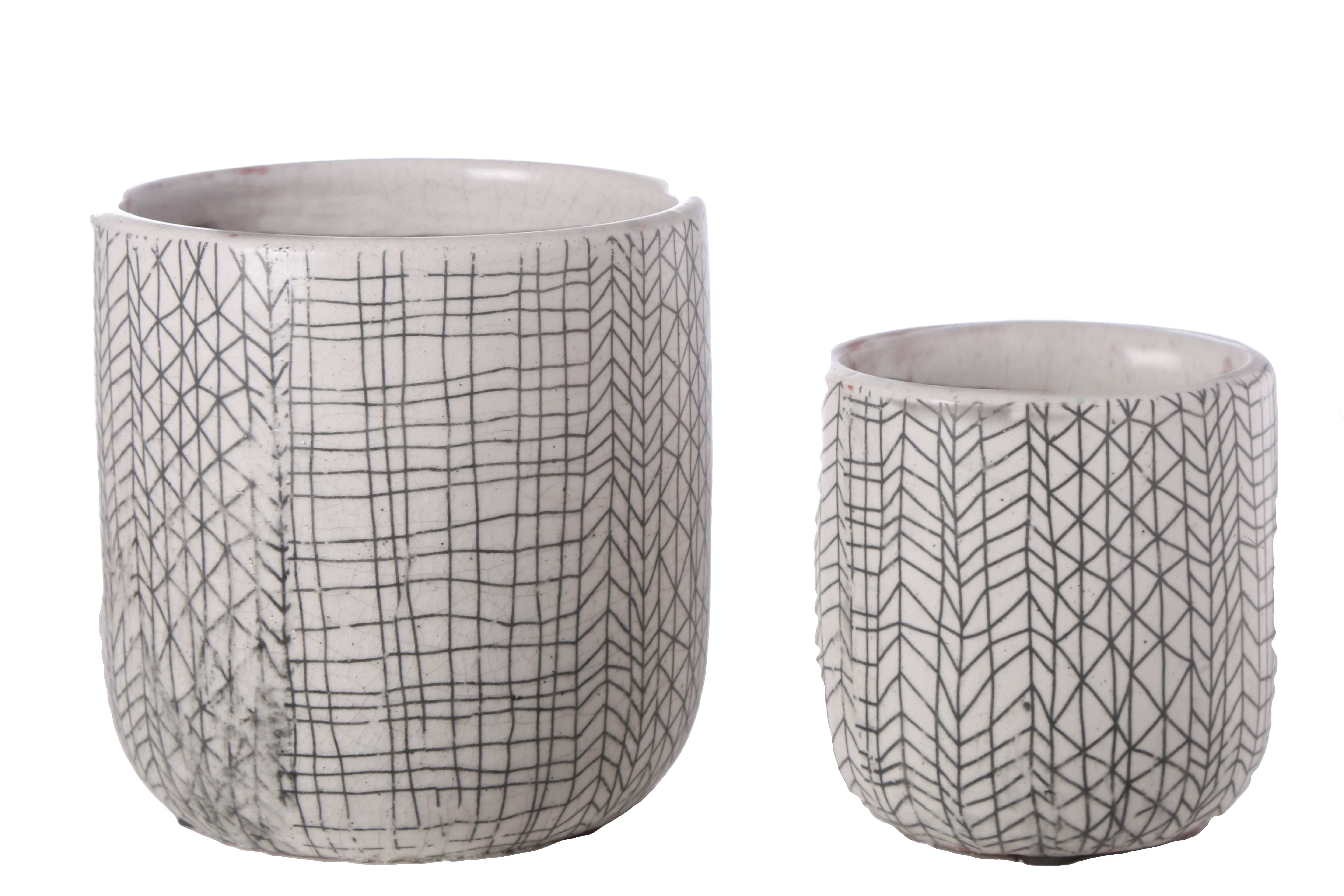 Ebern Designs Ceramic Round Pot With Multi-lattice Pattern Design Body ...