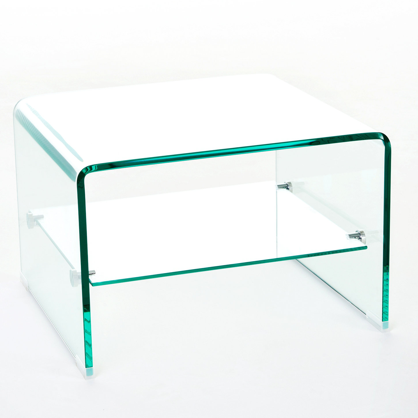 Ivy Bronx Small Glass Coffee Table With Shelf | Wayfair