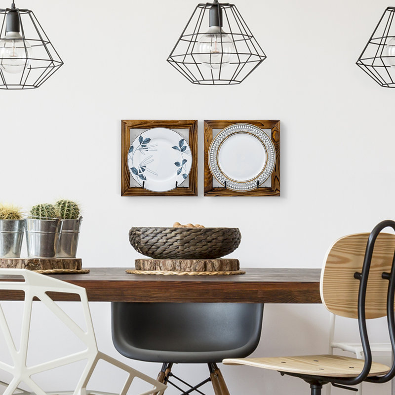 Winston Porter 2 Piece Farmhouse Wood Plate Display Rack | Wayfair
