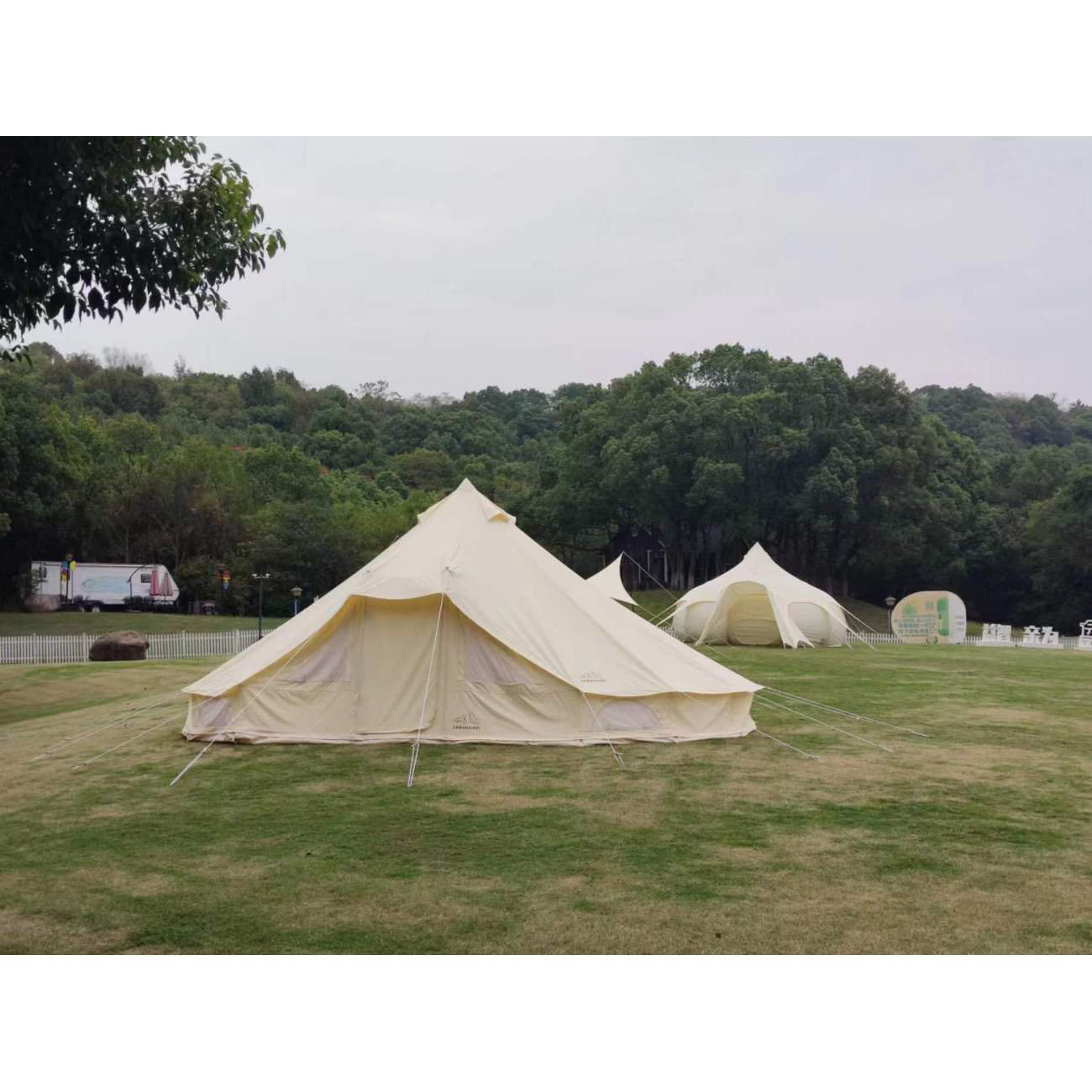 Lipoton SAM&HAIBEI 6 Persons Canvas Tent Bell Tent Glamping,4 Seasons ...