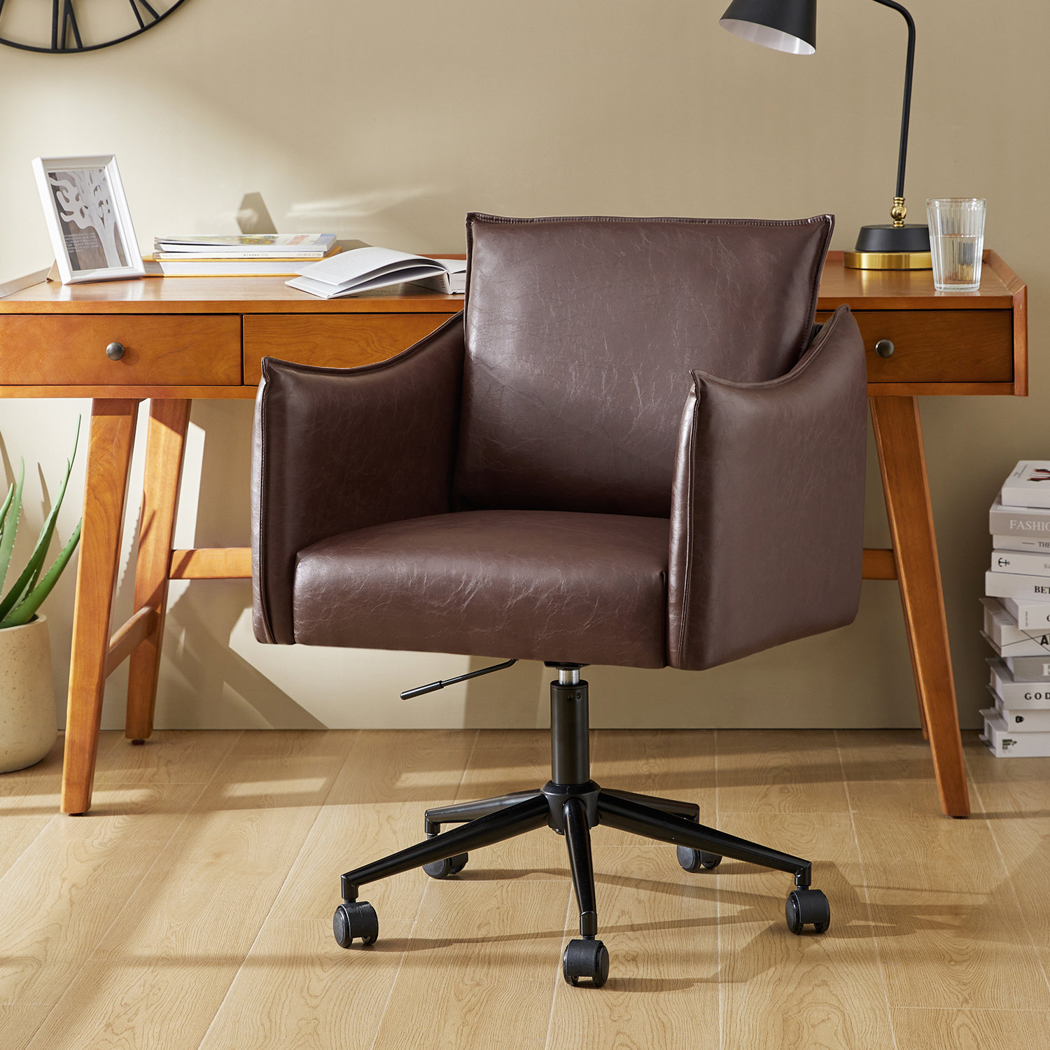 Red Barrel Studio® Iftikhar Leather Swivel Task Chair with Removable ...