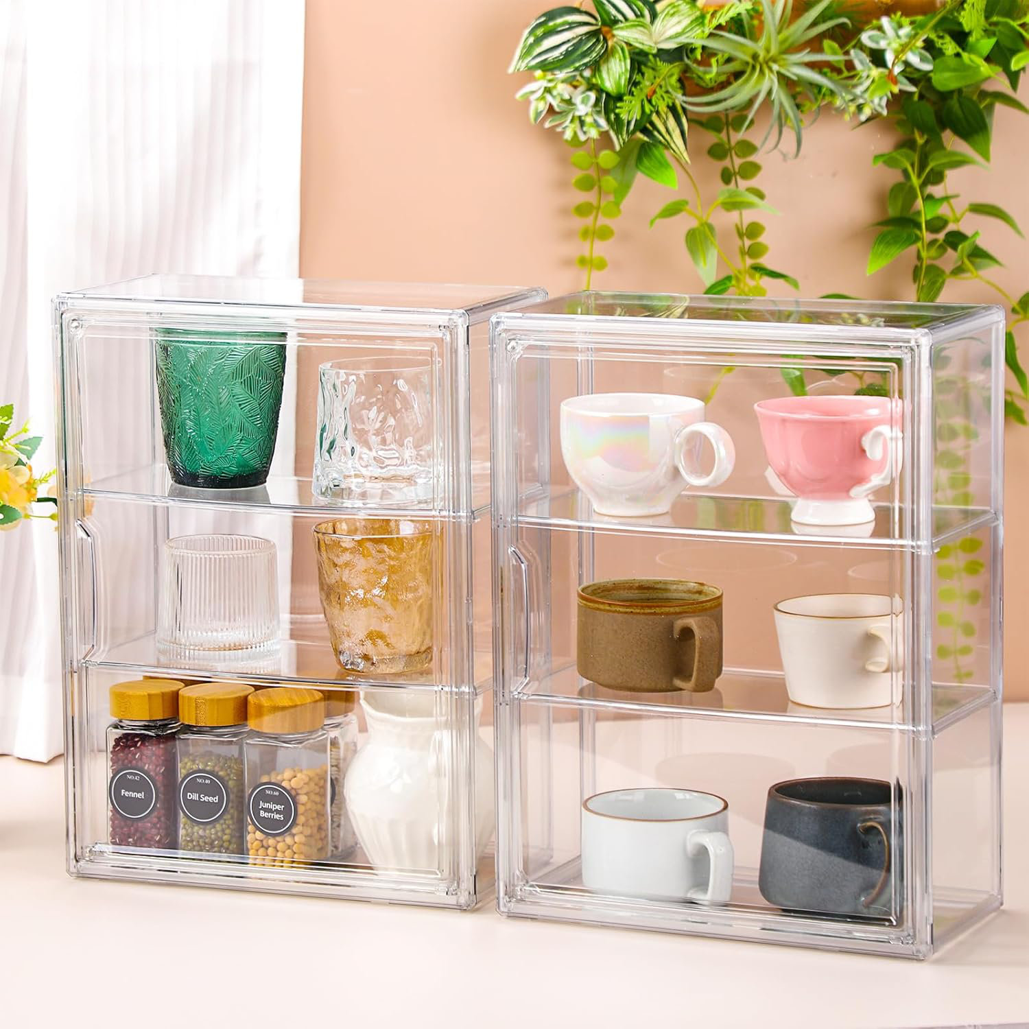 RAPTIZ 6 Pcs Clear Acrylic Display Case 3 Tier Clear Display Shelf ...