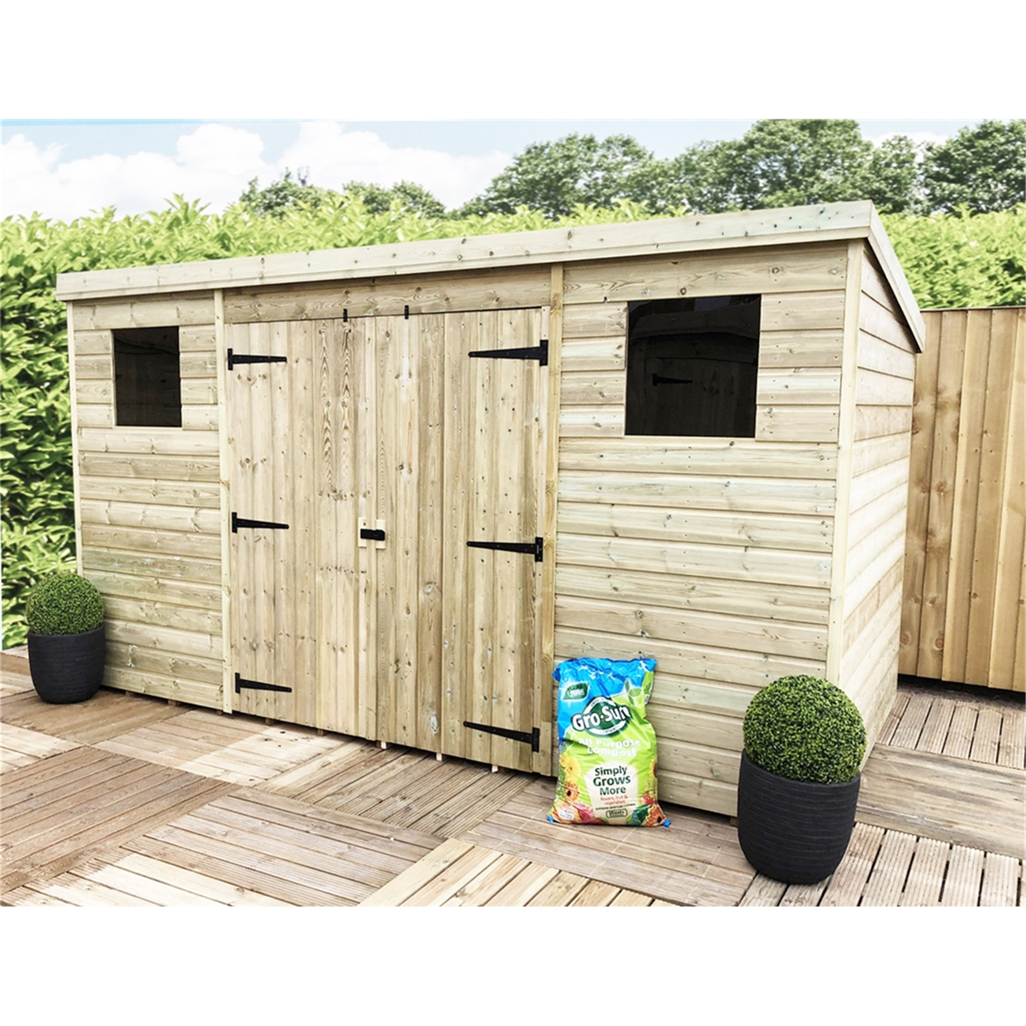 Garten Living Kaing 14 ft. W x 4 ft. D Solid Wood Garden Shed | Wayfair.co.uk