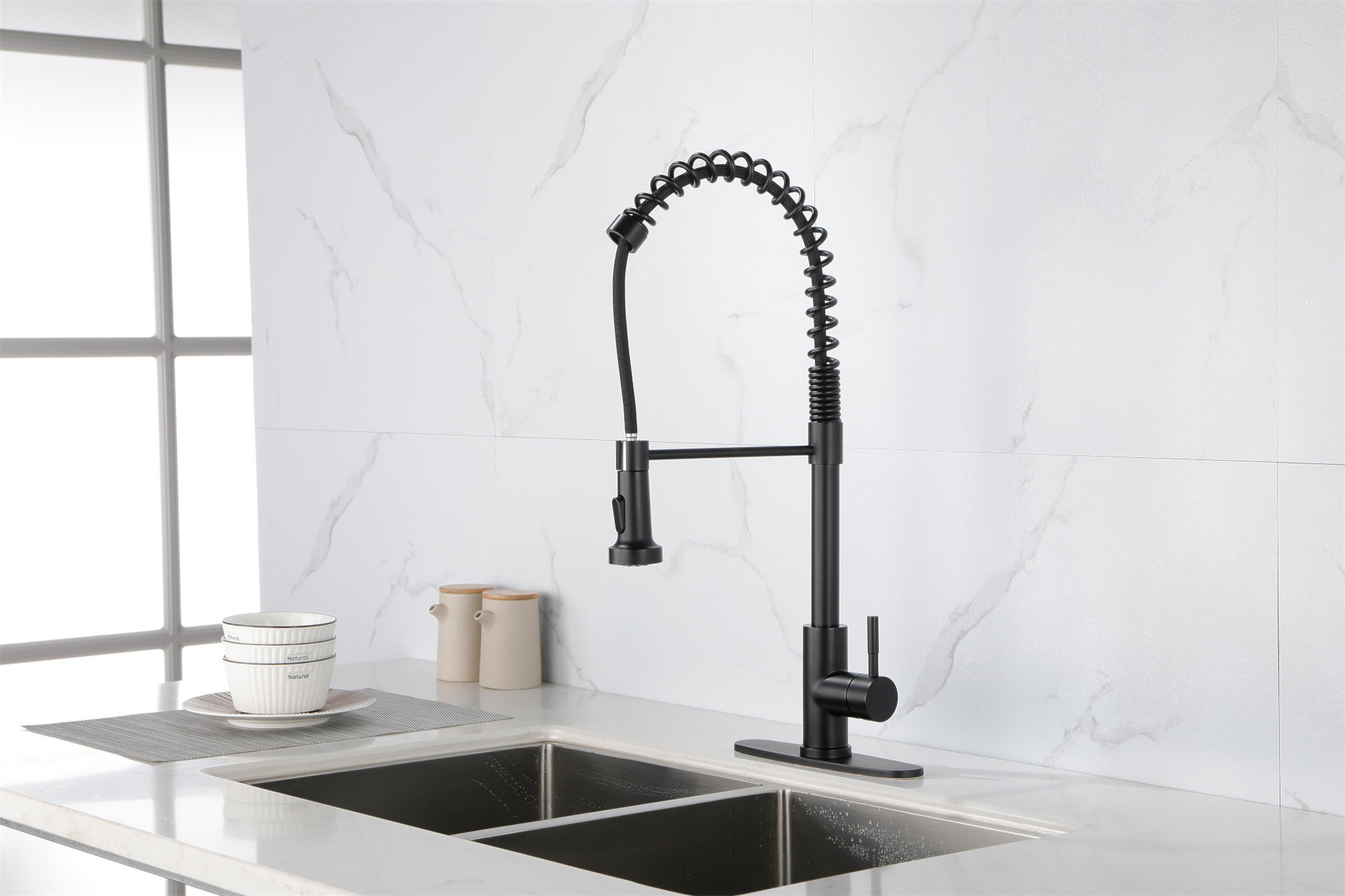 Wenty Commercial Spring Kitchen Faucets Matte Black With Pull Out ...
