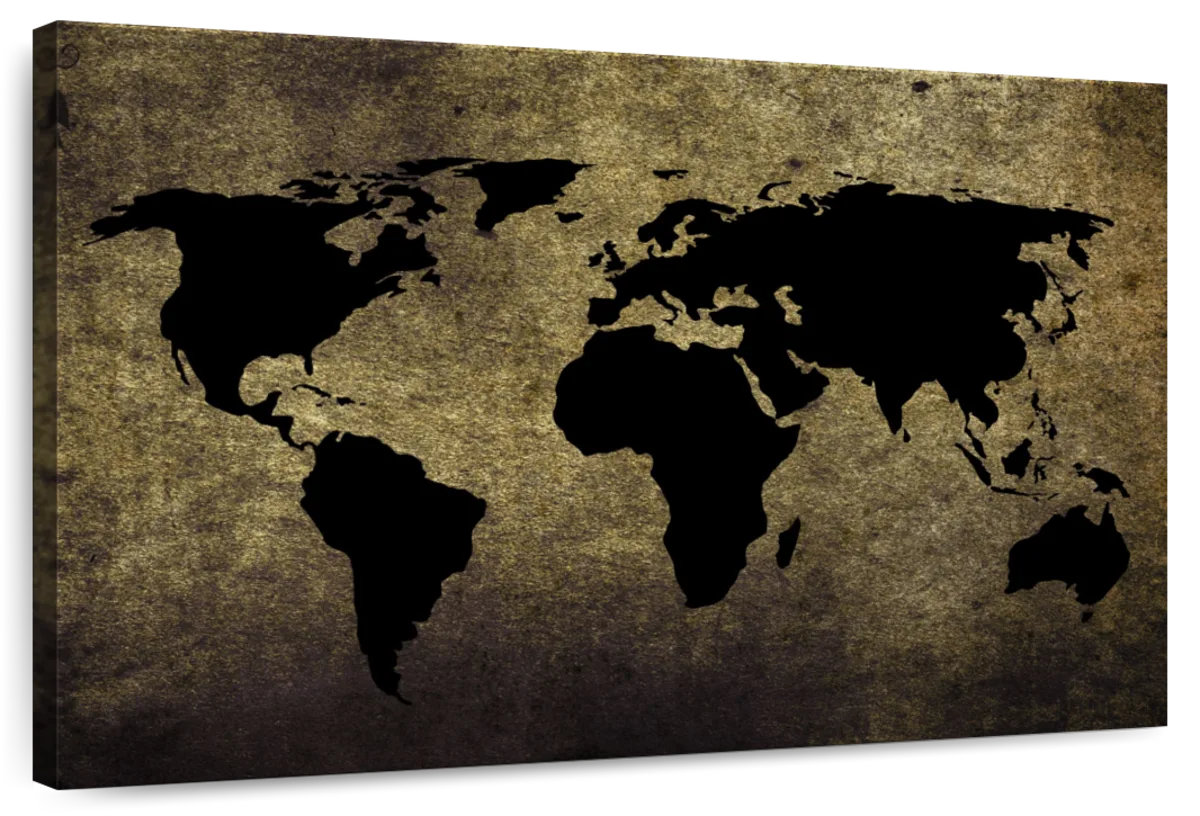 Breakwater Bay Aliaz Black Grunge World Map | Wayfair