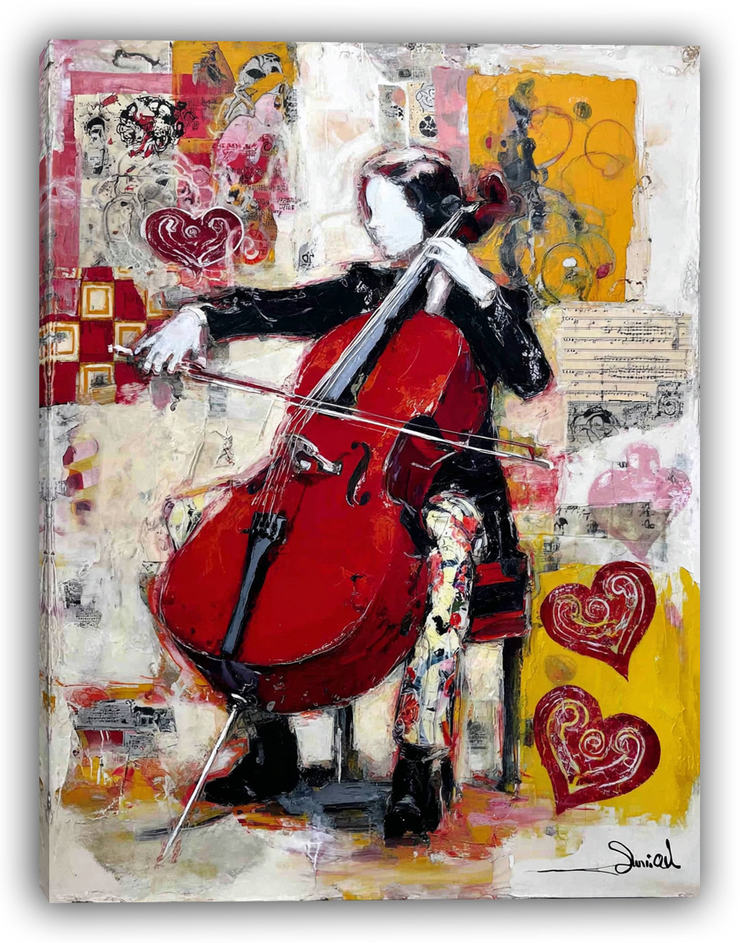 Mercer41 Serenade in Red - Abstract Cello Music Wall Art | Wayfair
