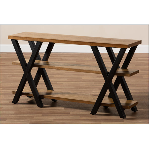 Union Rustic Bellamira Vintage Rustic Industrial Console Table ...