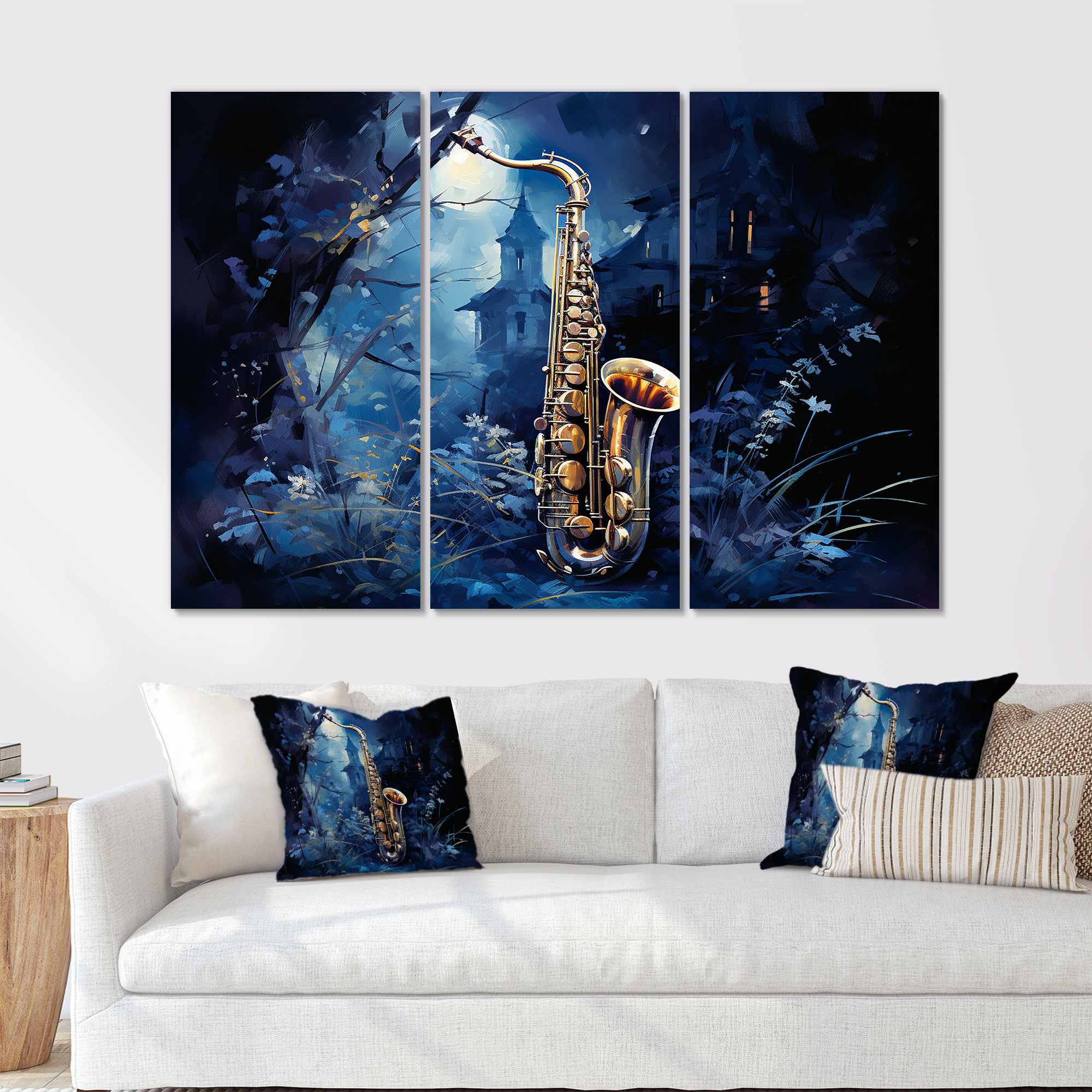 Lark Manor™ Saxophone Midnight Blue - Music Canvas Art Set | Wayfair