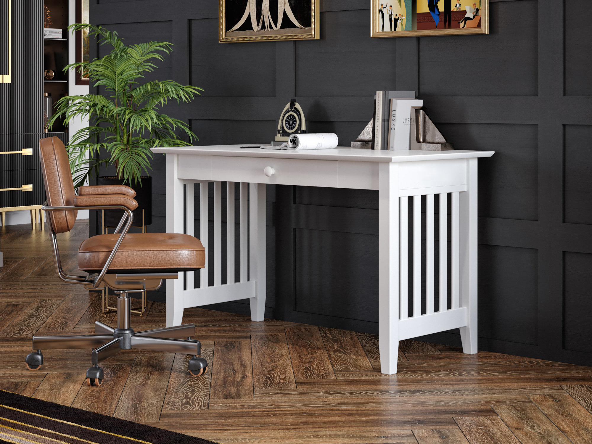 Laurel Foundry Modern Farmhouse Moffett Solid Wood Work Desk with ...
