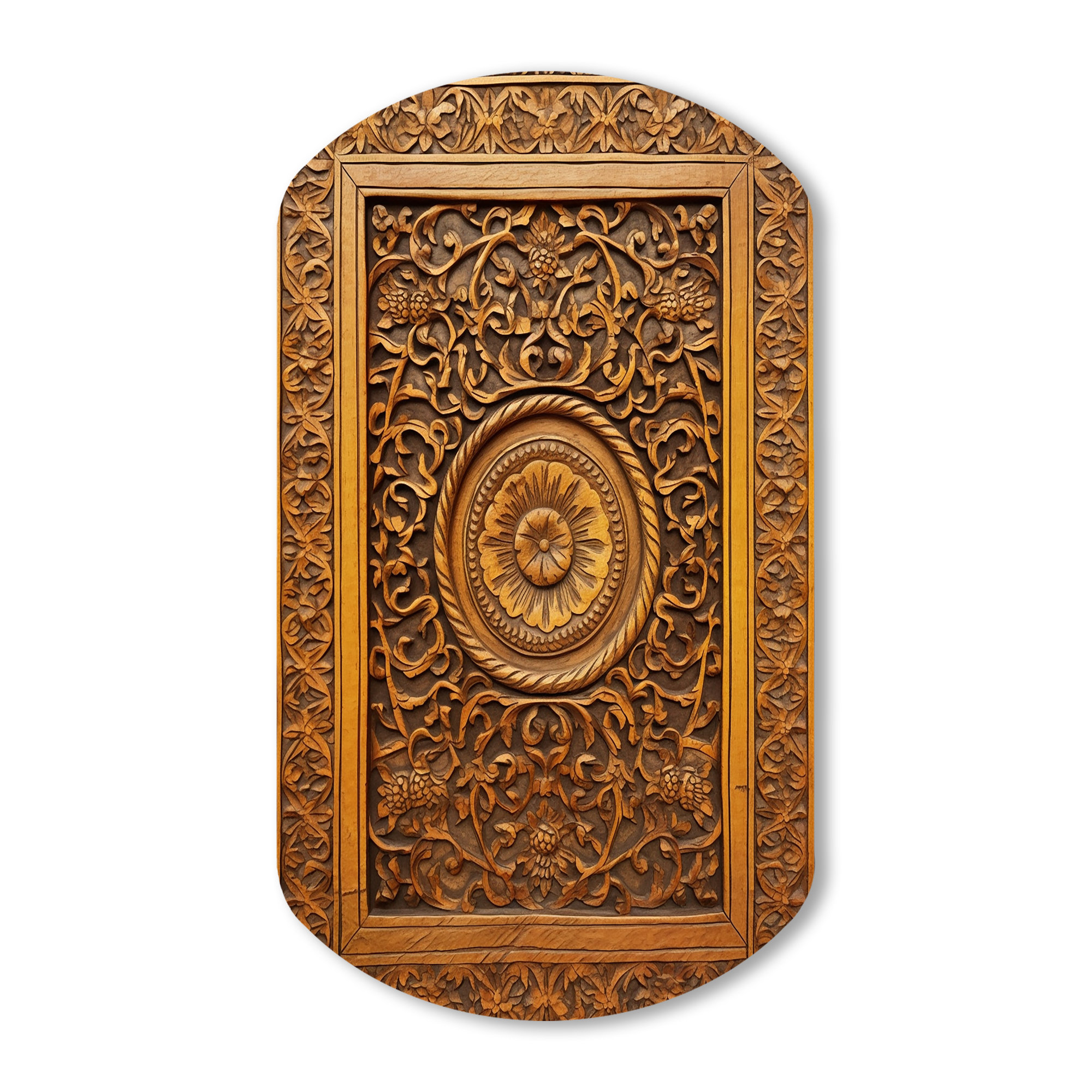 Alcott Hill® Old Carved Wooden Door XI - Farm Door Floral Cylinder ...
