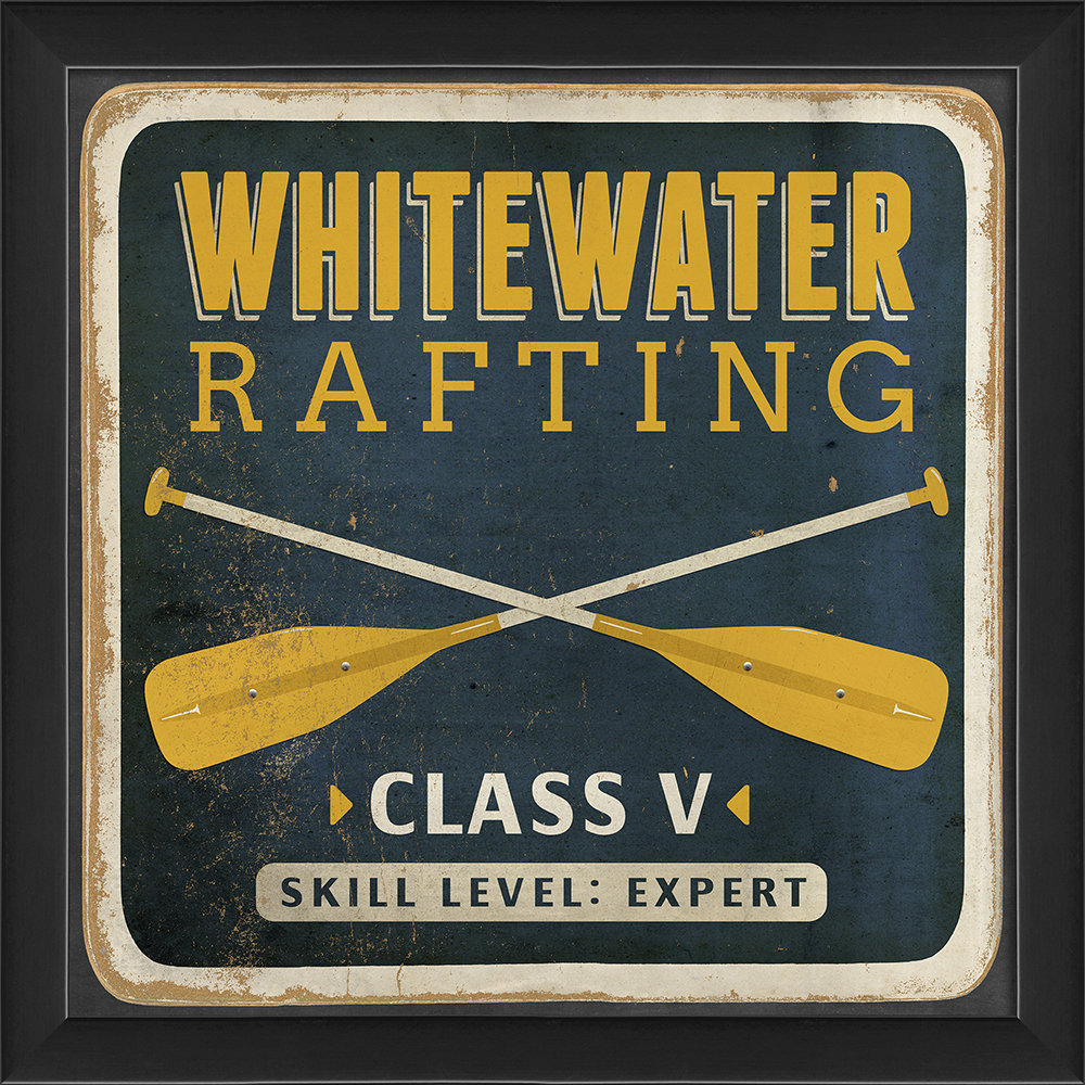 The Artwork Factory Whitewater Rafting Sign Framed Vintage ...