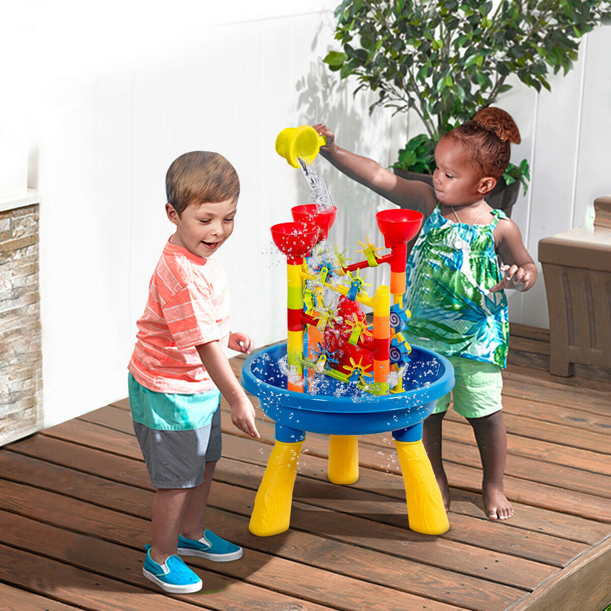 Gymax 3 18'' x 26'' Plastic Round Sand and Water Table & Reviews | Wayfair