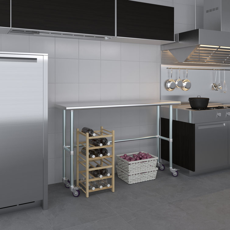 Amgood Stainless Steel Open Base Work Table with Wheels & Reviews | Wayfair