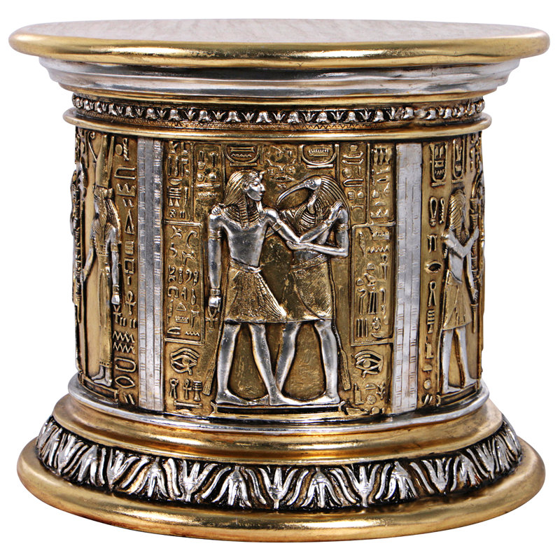 Design Toscano Egyptian Karnak Drum End Table and Statuary Pedestal ...