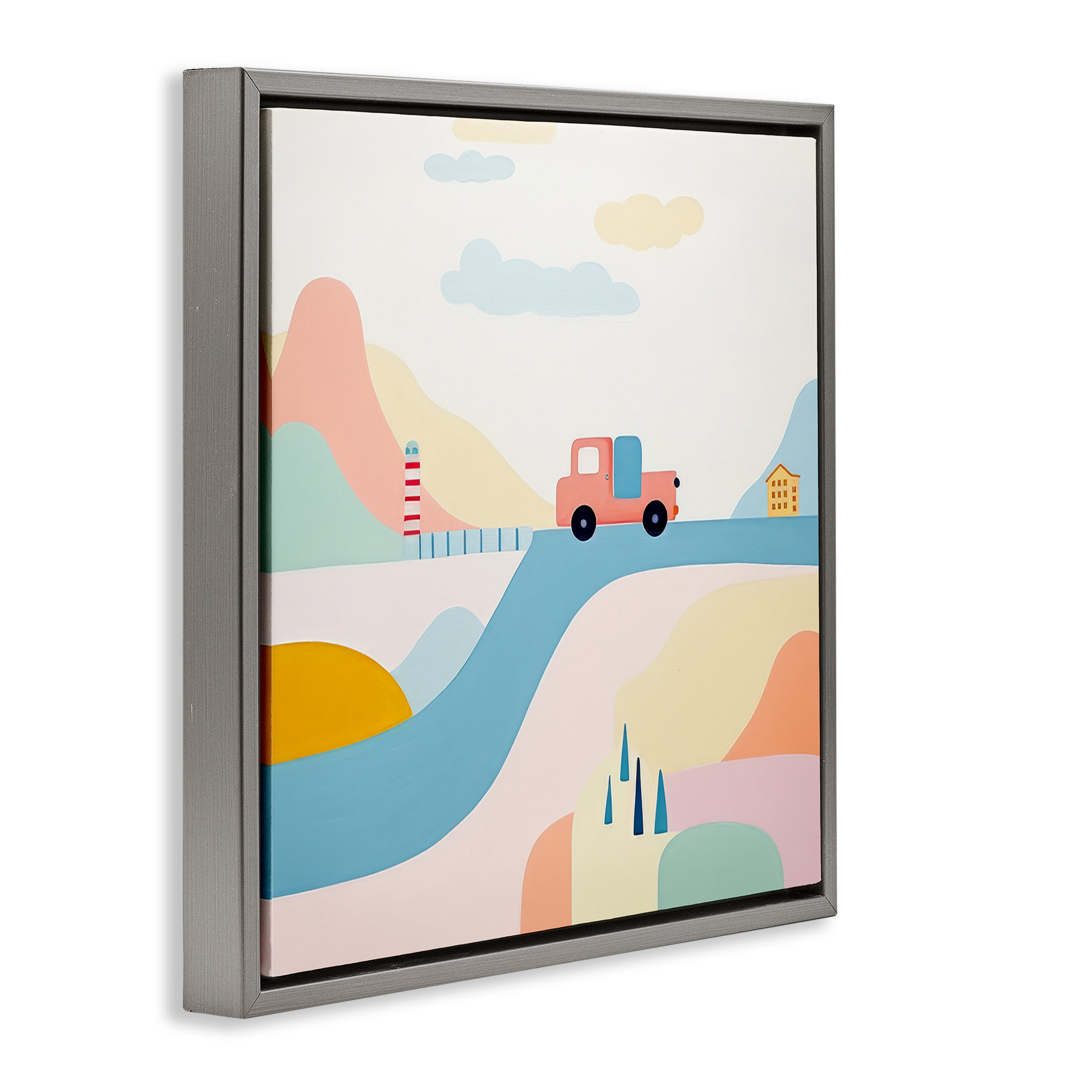 Latitude Run® Pastel Landscape Scene Framed Floater Canvas Wall Art by ...