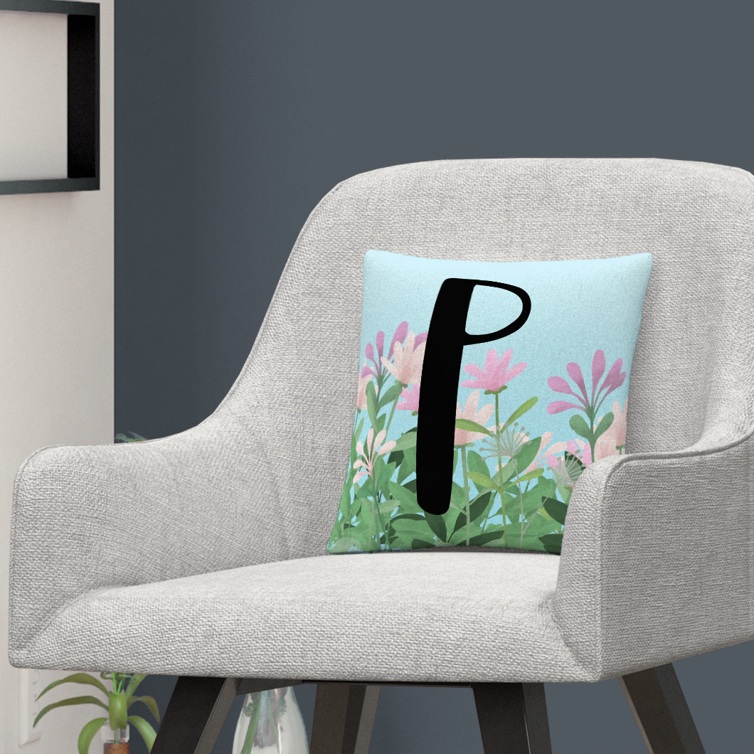 Trademark Fine Art ABC Garden Letter Decorative Floral Throw Pillow ...