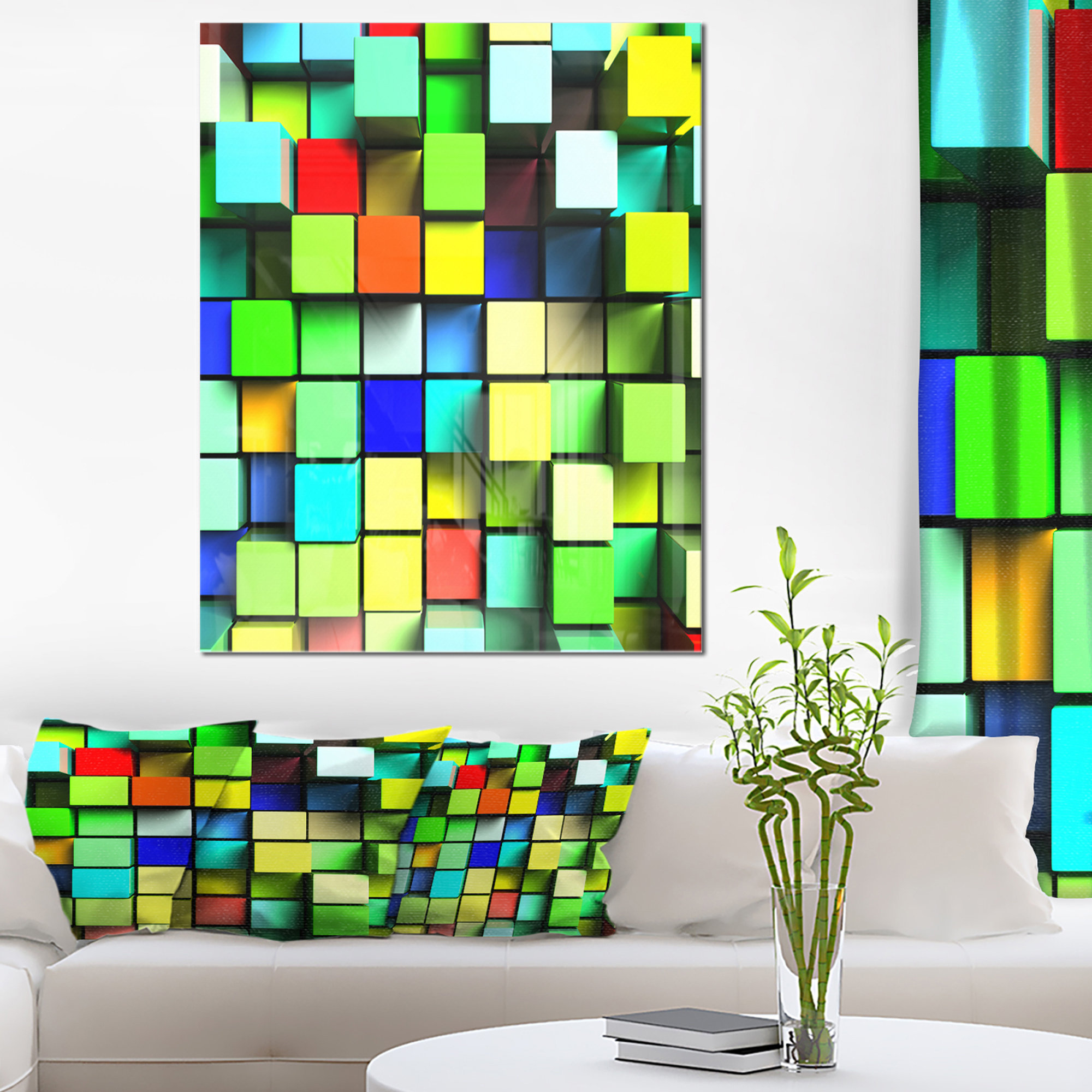 East Urban Home Coloured 3D Cubes Wall Design - Abstract Metal Wall Art ...