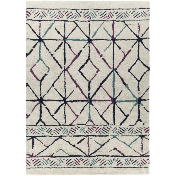 Chandra Arcon Wool Geometric Area Rug in Beige | Perigold