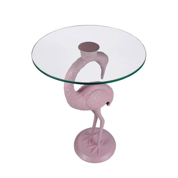 Bay Isle Home™ Breydan 25" Classic Mid-Century Glass Top Flamingo End ...