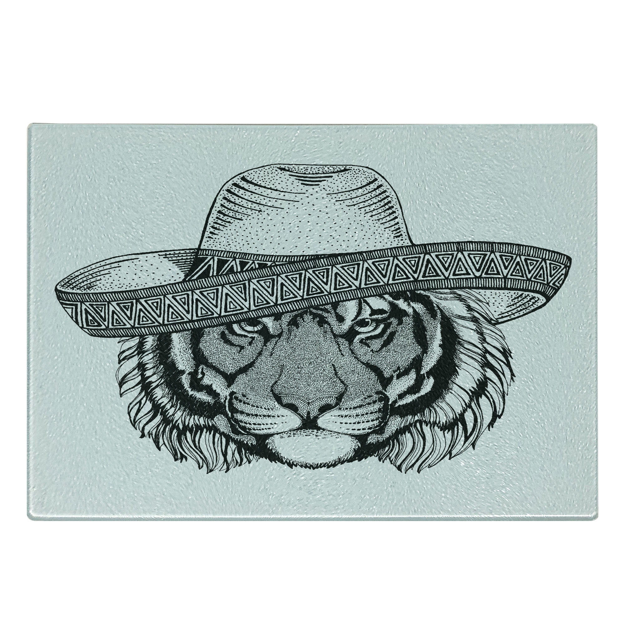 Ambesonne Cinco de Mayo Tempered Glass Cutting Board Tiger Fiesta Hat ...