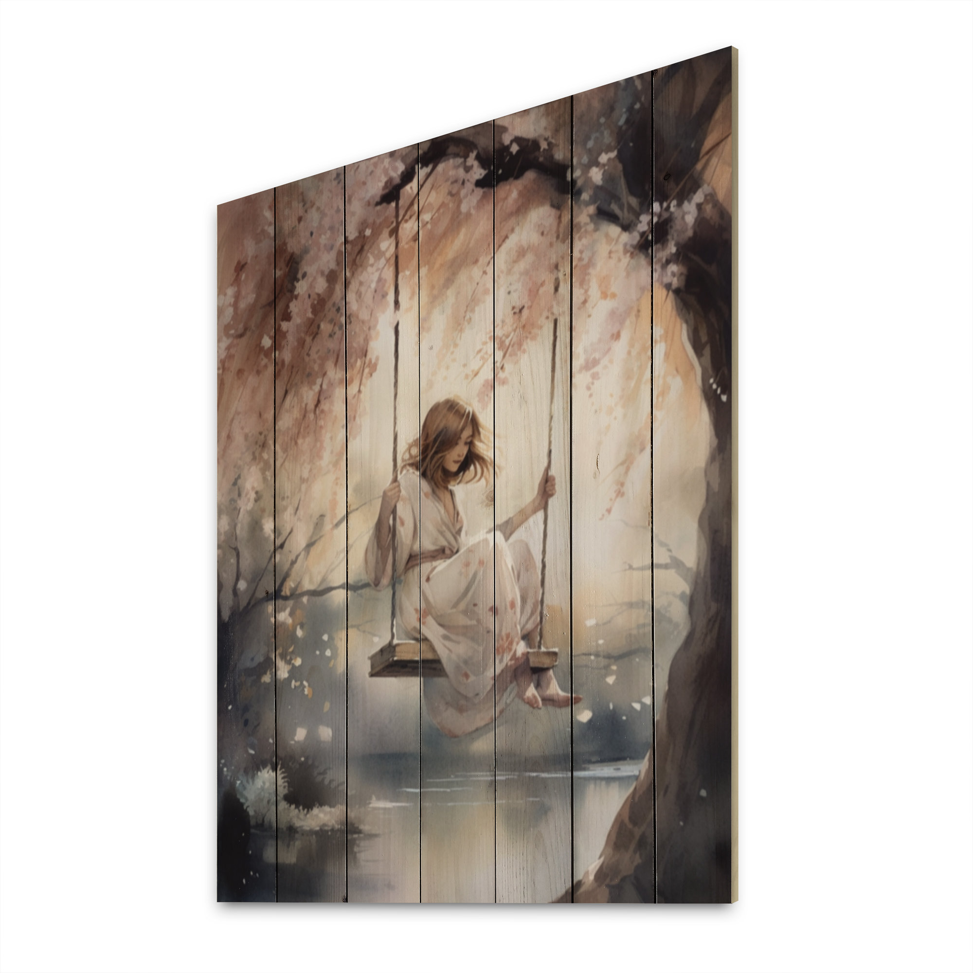 Red Barrel Studio® Stunning Woman Under Willow Tree III On Wood Print ...