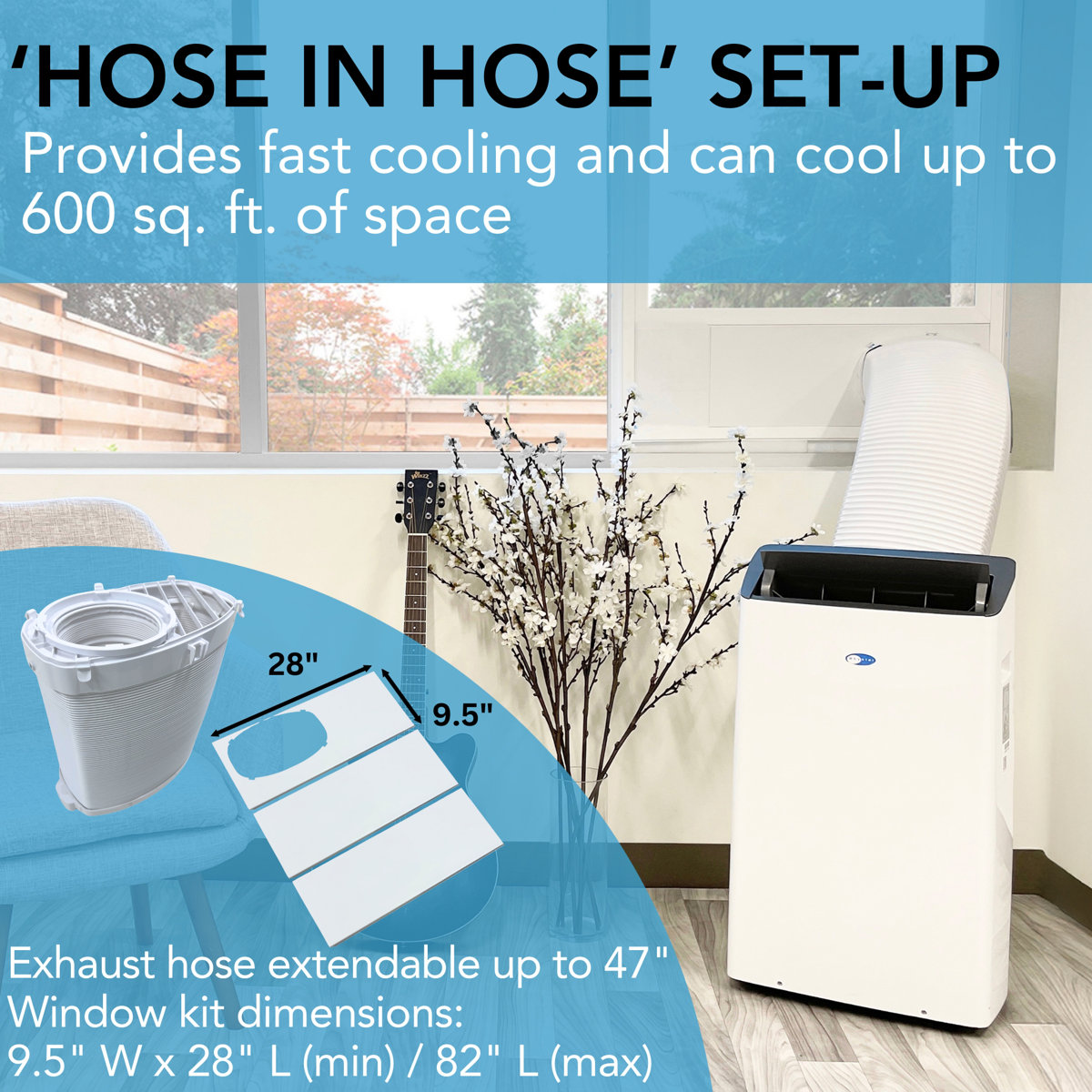 Whynter 14000 BTU Inverter Dual Hose Portable Air Conditioner for 600 ...