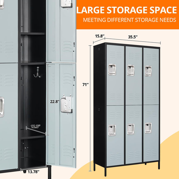 Steelcube 35.5 Inch Wide Metal Large Employee Locker with 6 ...