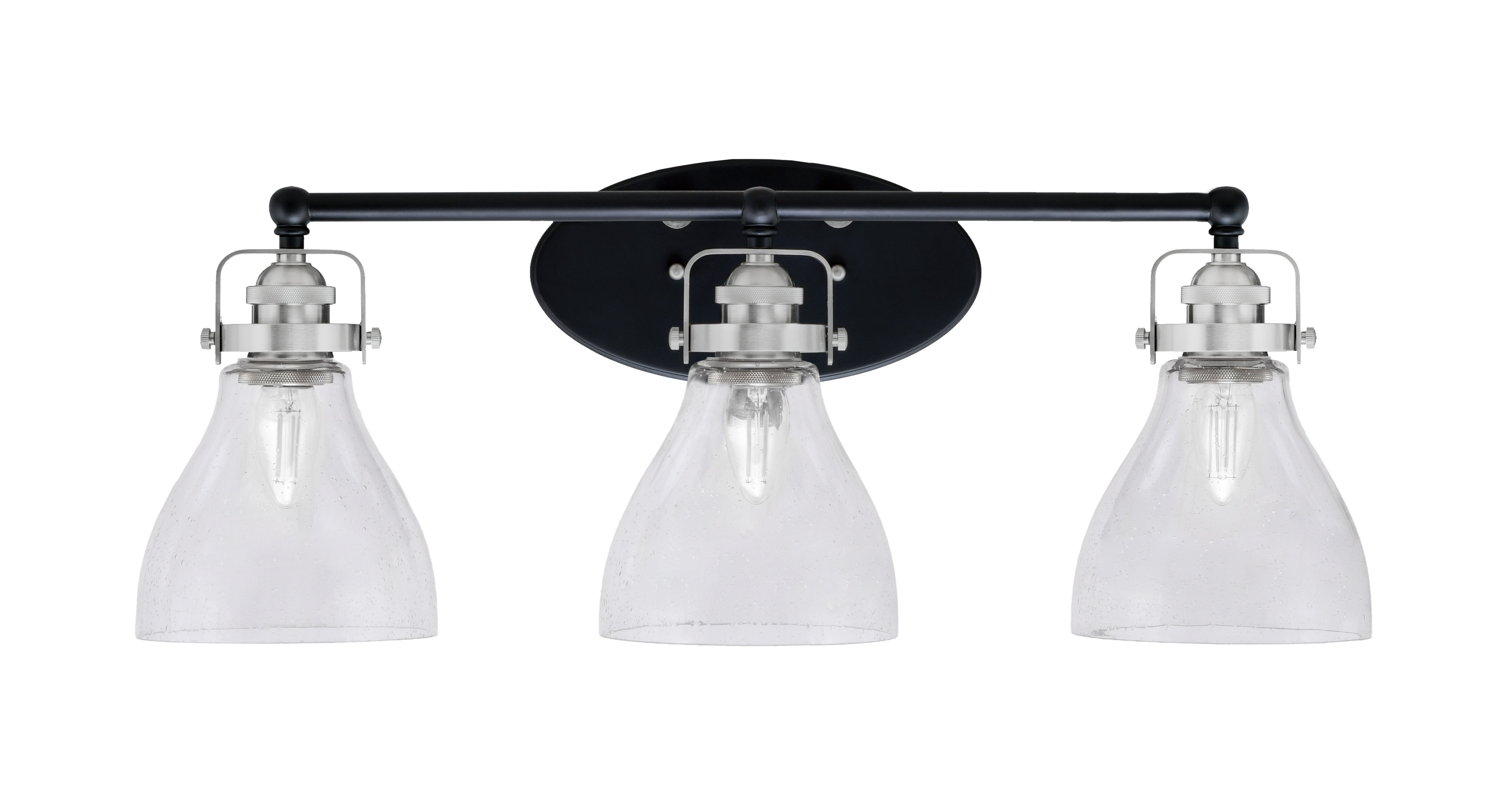 Toltec Lighting Easton 3 Light Bath Bar With 6.25" Clear Bubble Glass ...