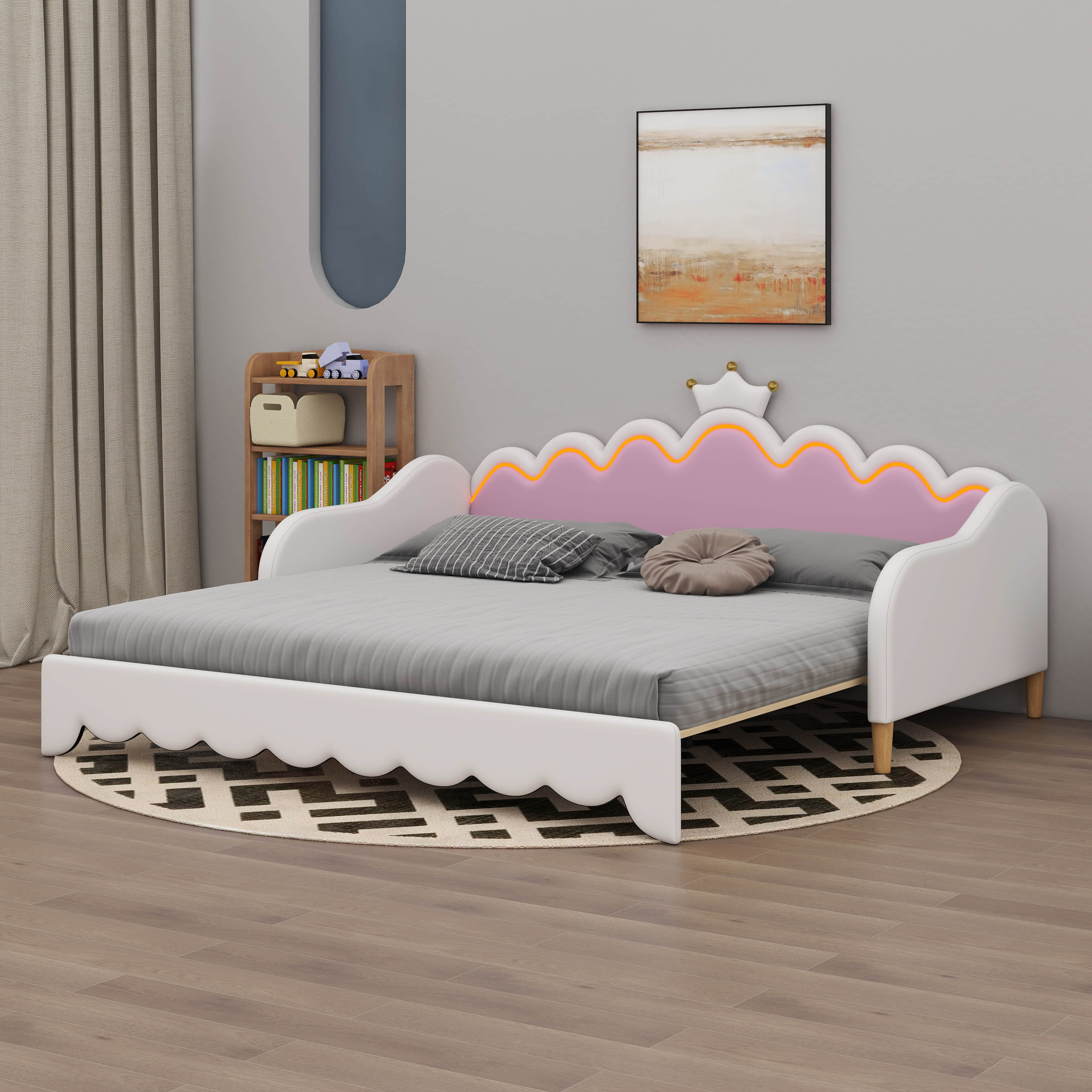 Zoomie Kids Anaika Twin Extending Modern Upholstered Princess Daybed ...