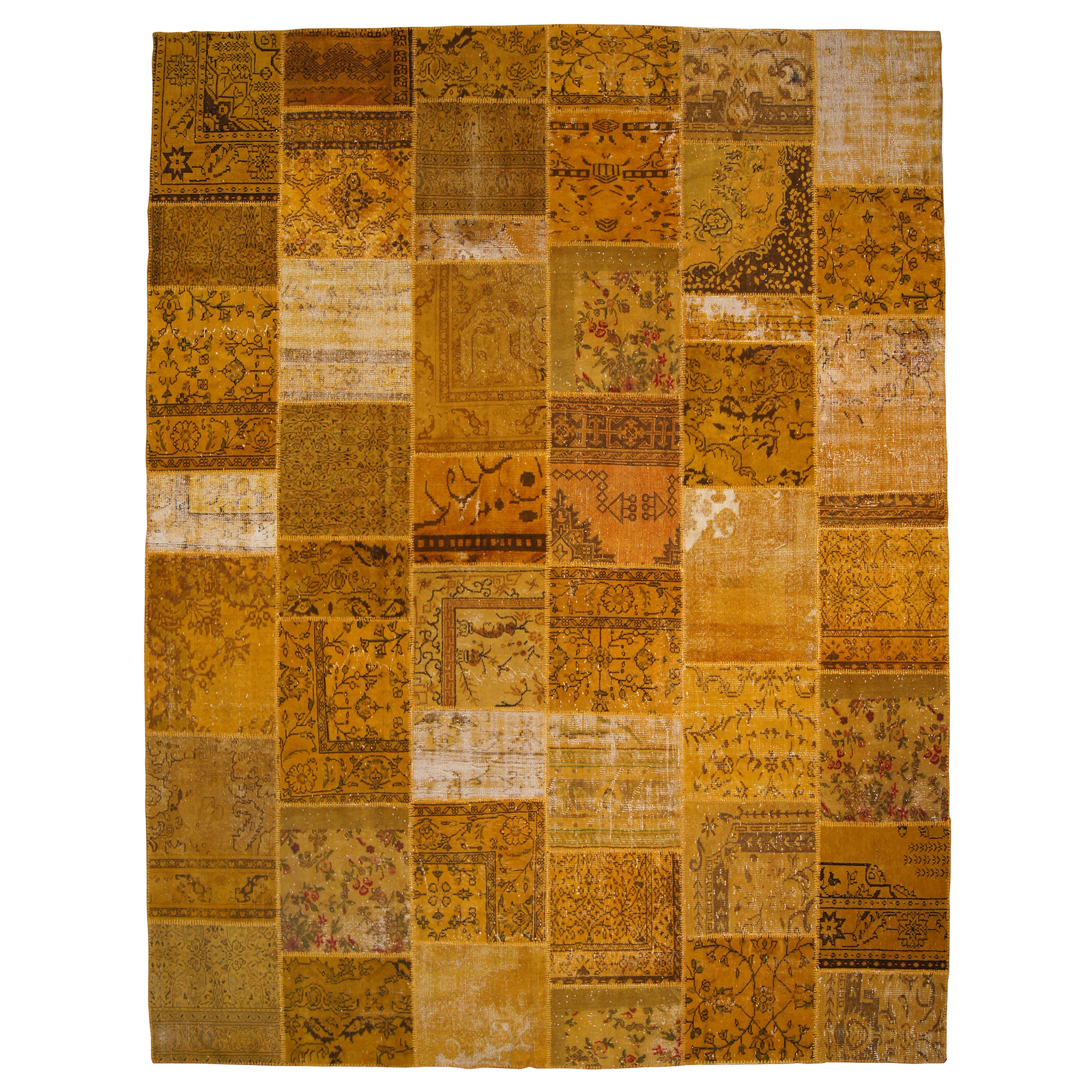 Asia Minor Carpets One-of-a-Kind Patchwork Hand-Knotted Wool Brown Rug ...