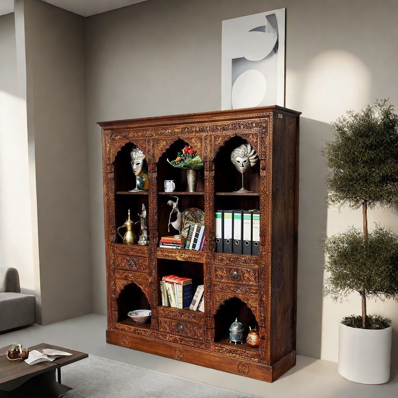 Licalilo Southeast Asian Style Vintage Exquisite Bookcase | Wayfair