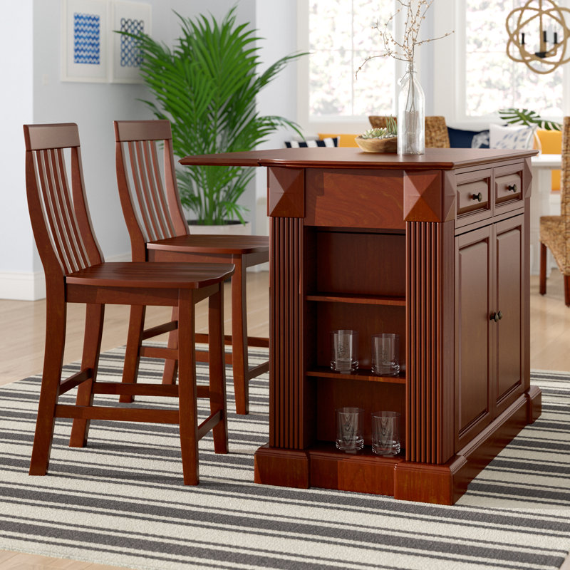Three Posts™ Diamondback Solid Wood Top Kitchen Island Set & Reviews ...
