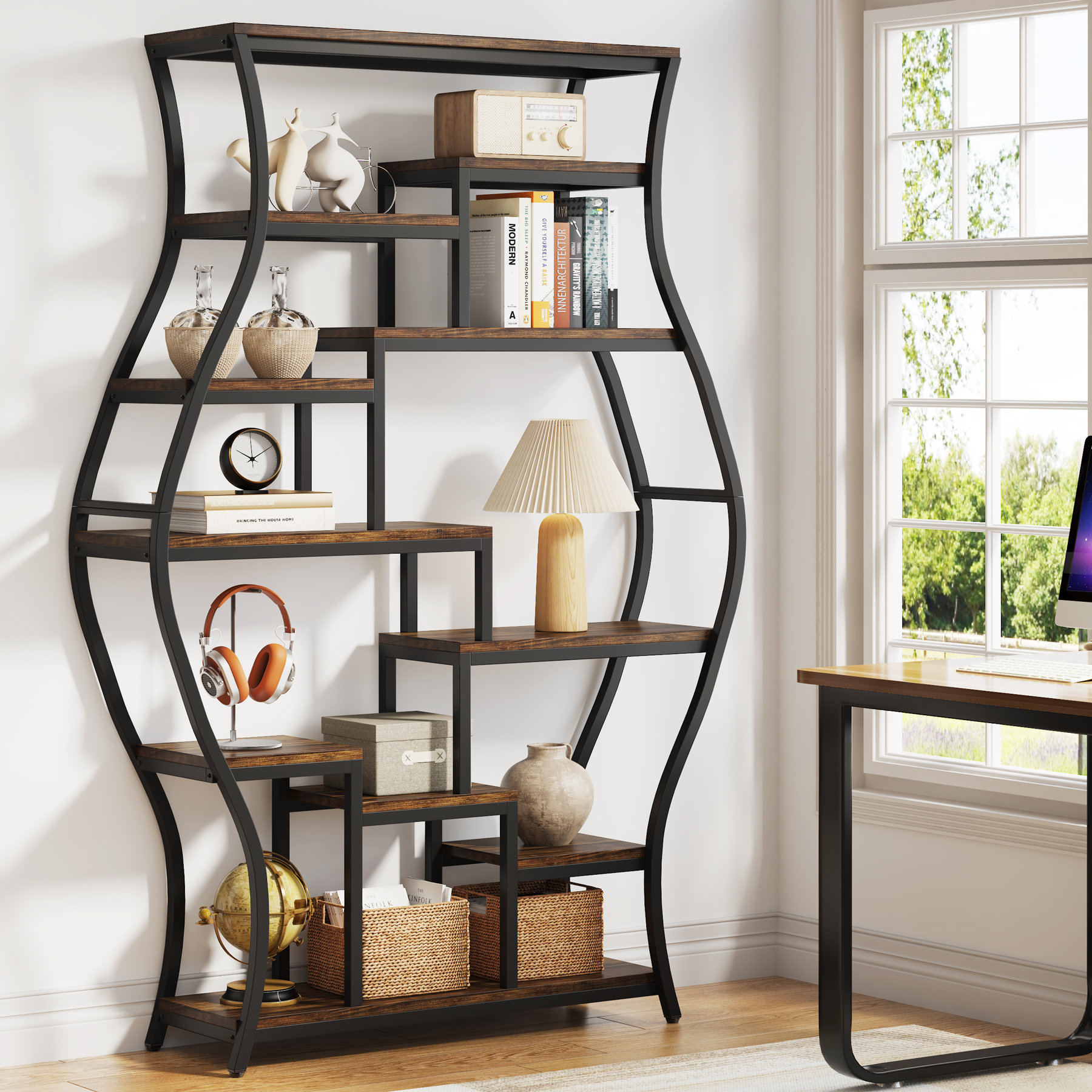 17 Stories Menkalinan 70.86'' Tall Etagere Bookcase Bookshelf with ...