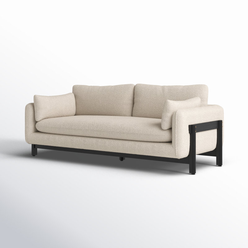 AllModern Magali 80" Wide Mindi Wood Upholstered Sofa, Beige | AllModern