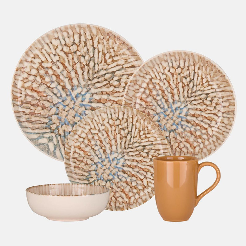 Oxford Contempo Caribbean Stoneware 20-piece Dinnerware Set, Service ...