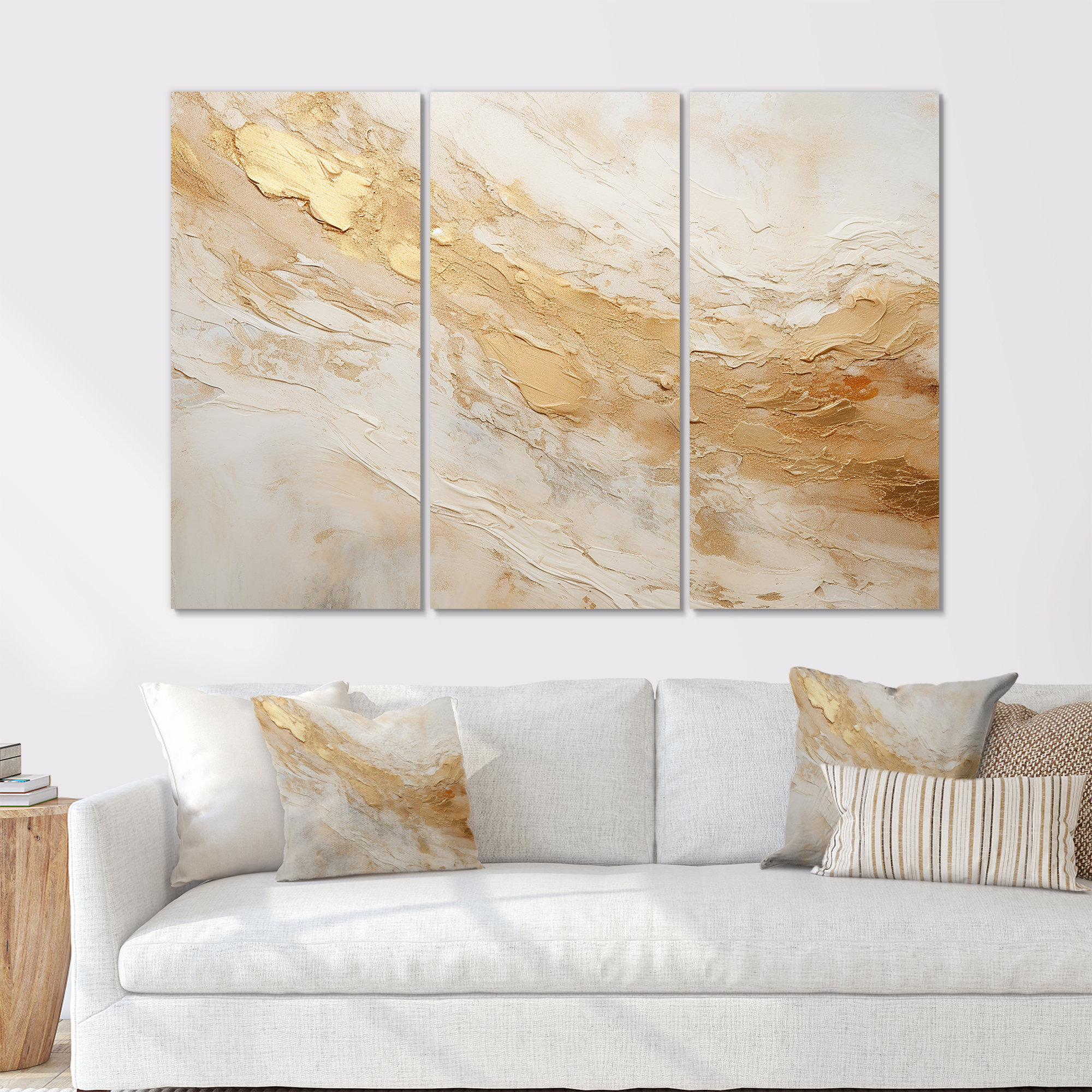 Design Art Gold White Marble Geode Magic - Marble Wall Art Print Set ...