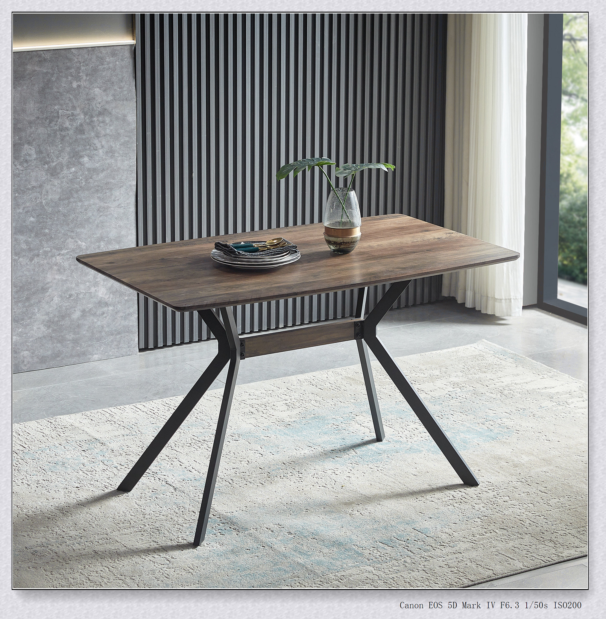 Wrought Studio™ Modern Minimalist Style Dining Table MDF wooden Top ...