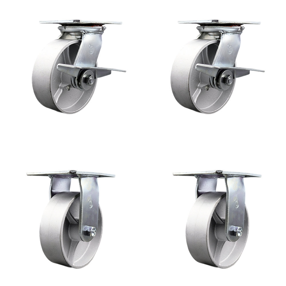 Service Caster 4 Piece Semi Steel Caster Set with Roller Bearing 2 ...