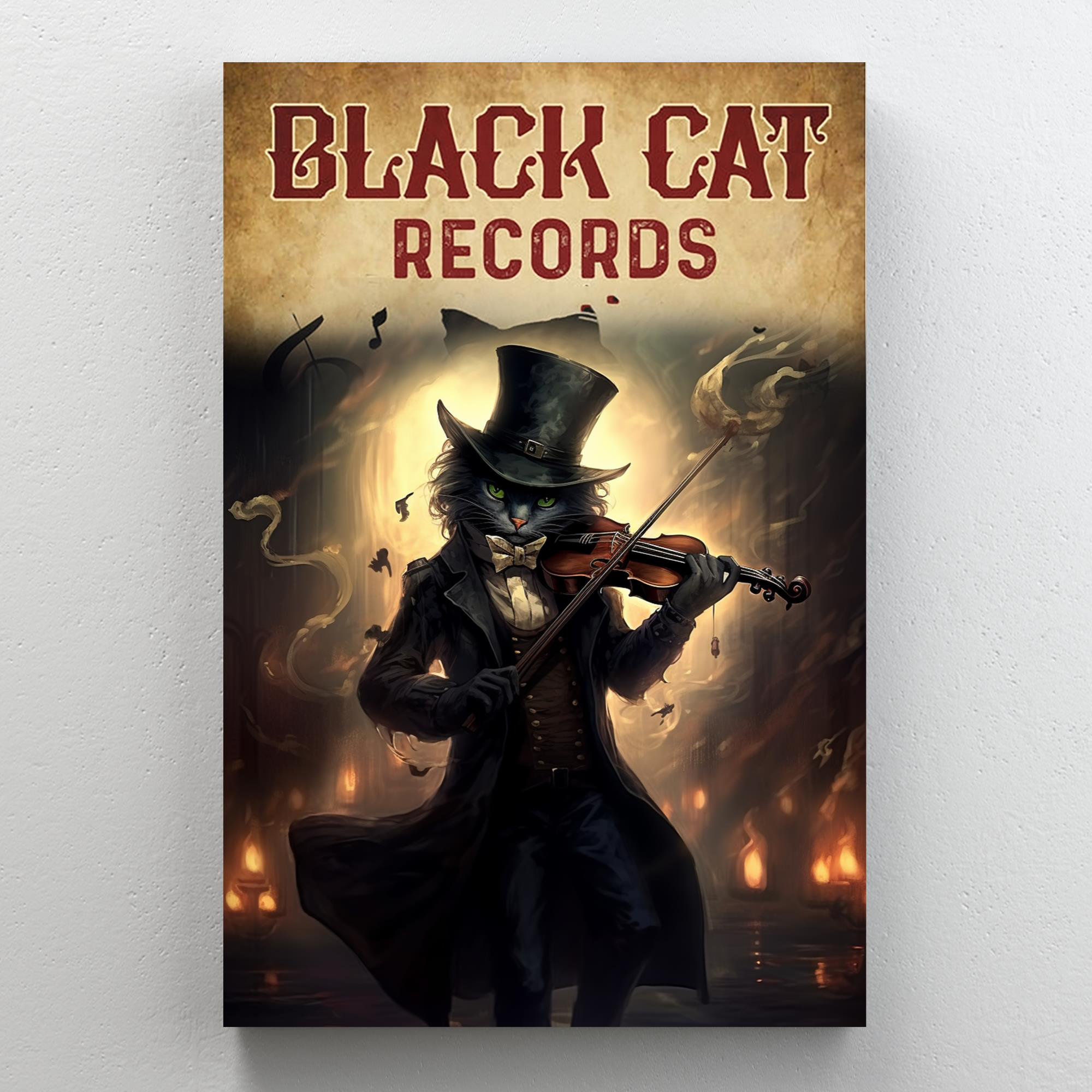 Trinx Black Cat Records - 1 Piece Rectangle Graphic Art Black Cat ...