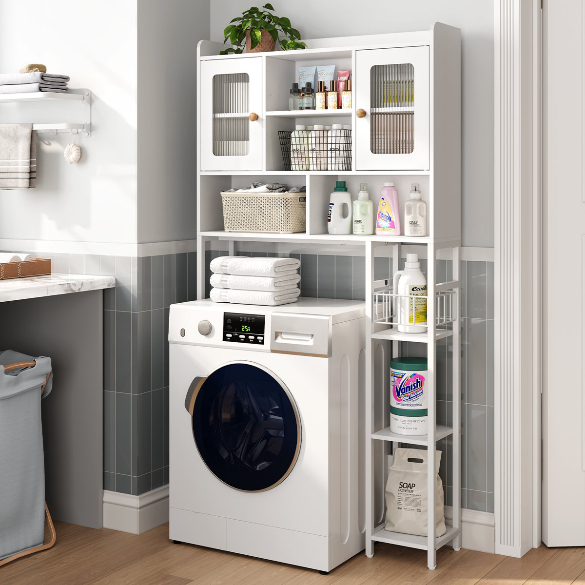 Latitude Run® Over The Toilet Storage Cabinet With Visualized Doors And ...