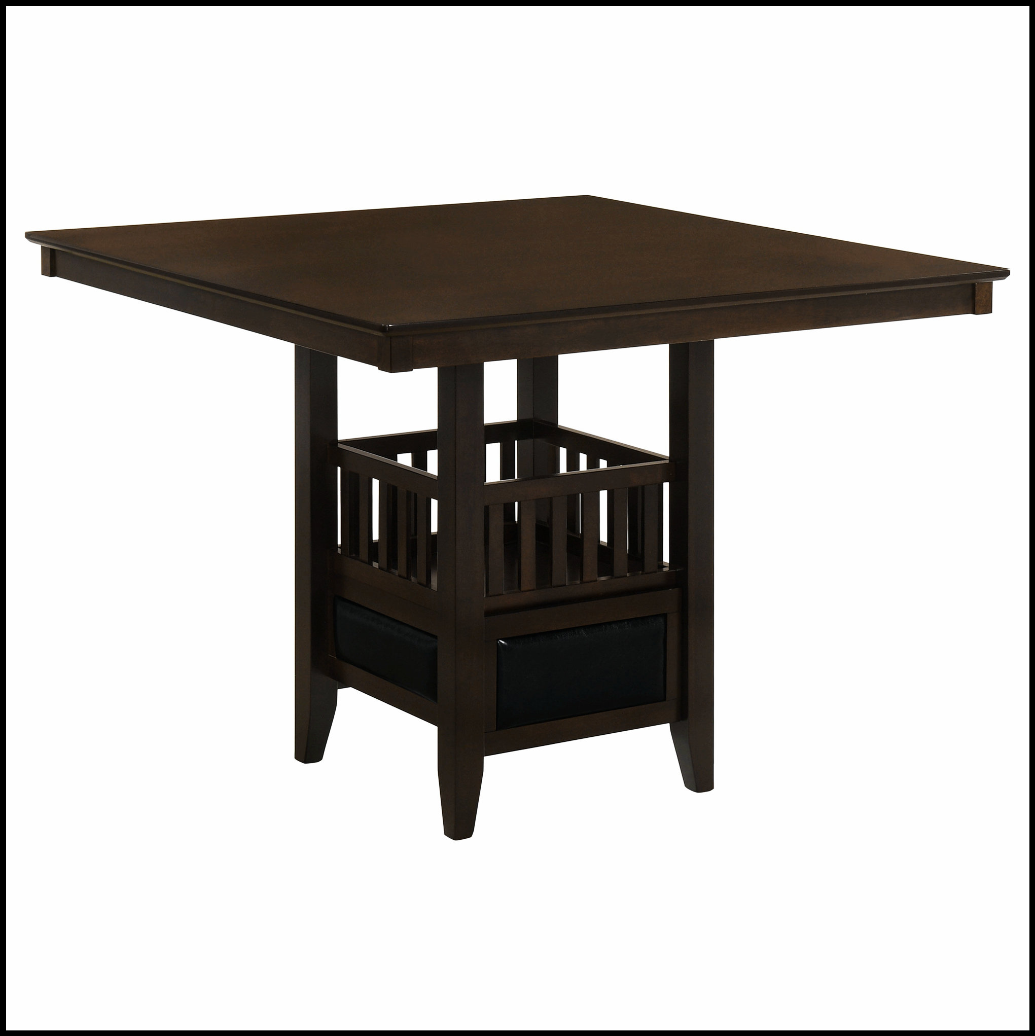 Latitude Run® Table carrée à hauteur de comptoir Finley Espresso avec piédestal de rangement ...