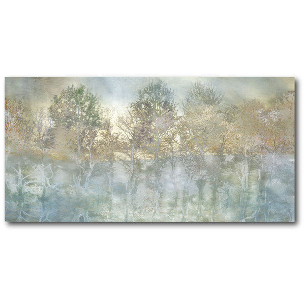Ebern Designs Golden Trees On Canvas Print | Wayfair