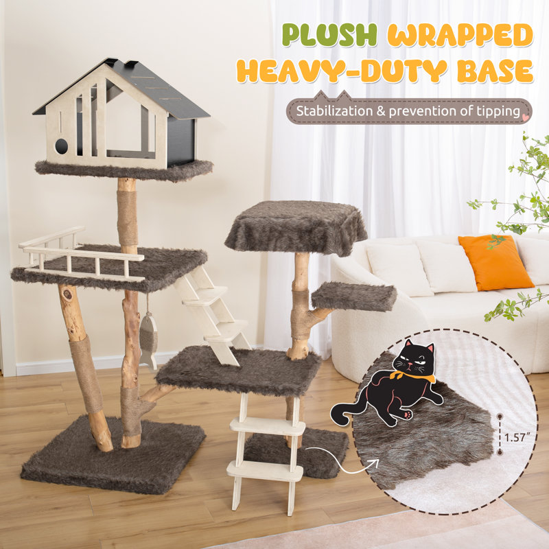 Tucker Murphy Pet™ Gaelen 64.17'' H Solid Wood Cat Tree, Multi-level ...