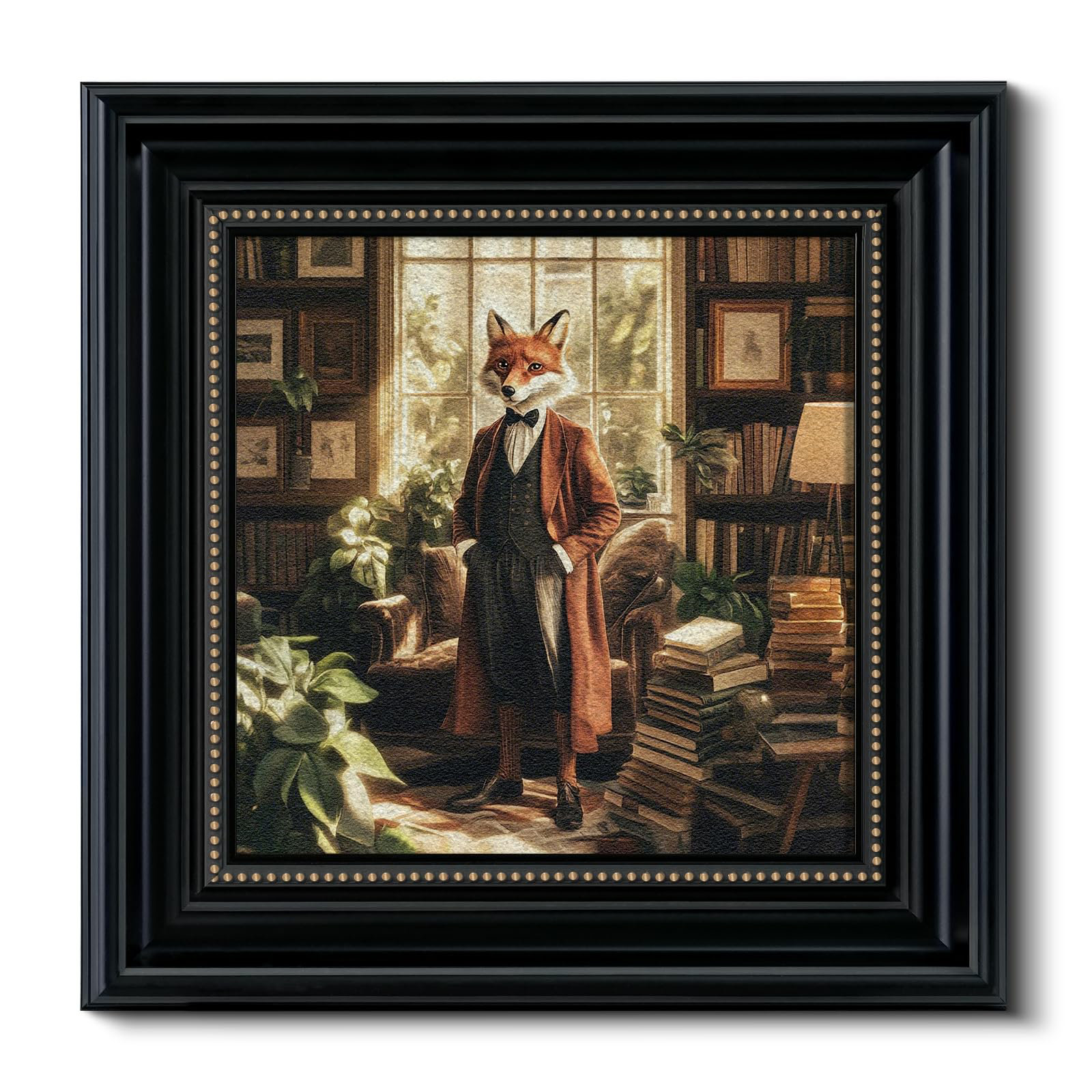 Astoria Grand Fox Duke Scholar 3D Square Framed Wall Art, 16x16 | Wayfair