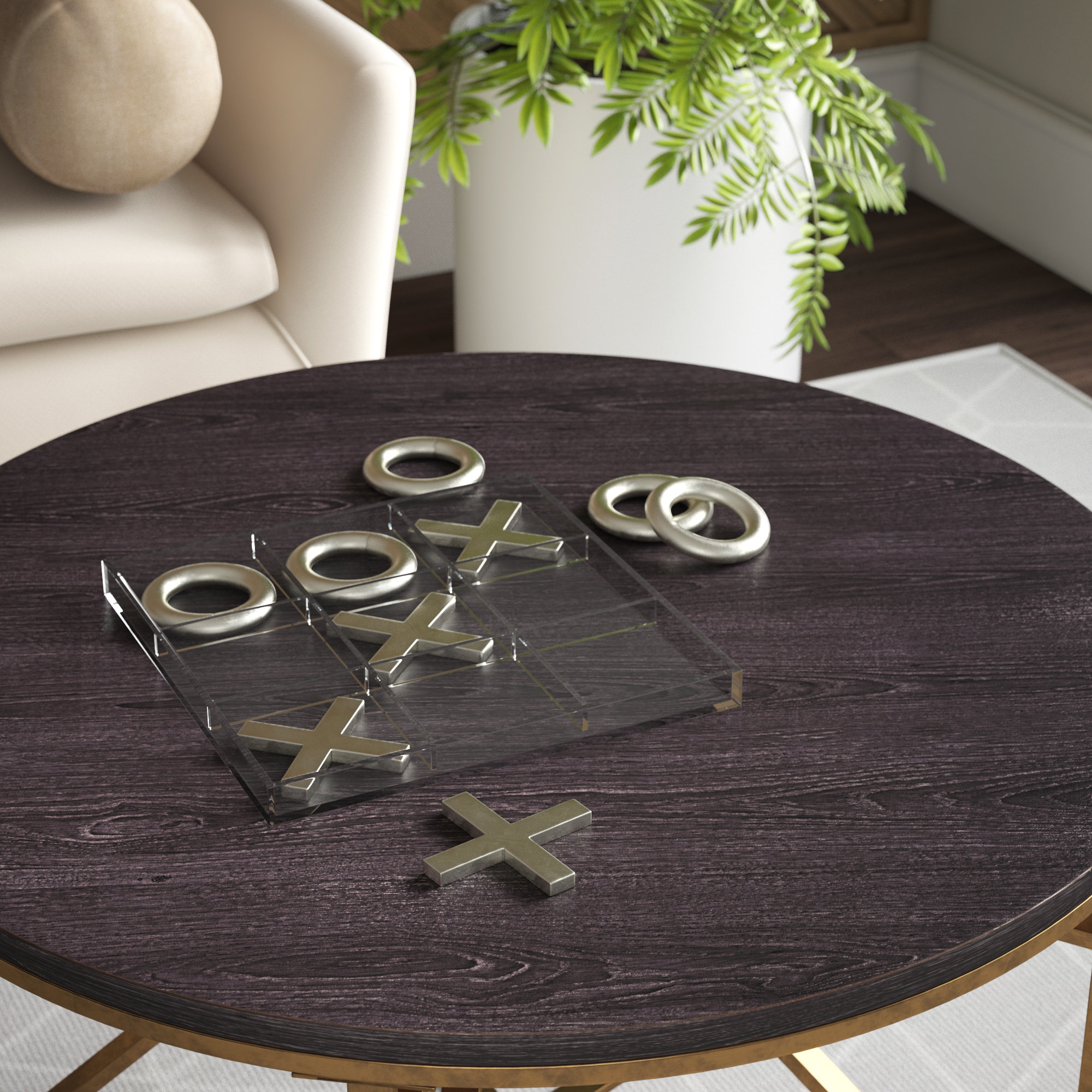 Mercer41 Lounsbury Acrylic Plastic Tic Tac Toe Decor Clear Game Set ...