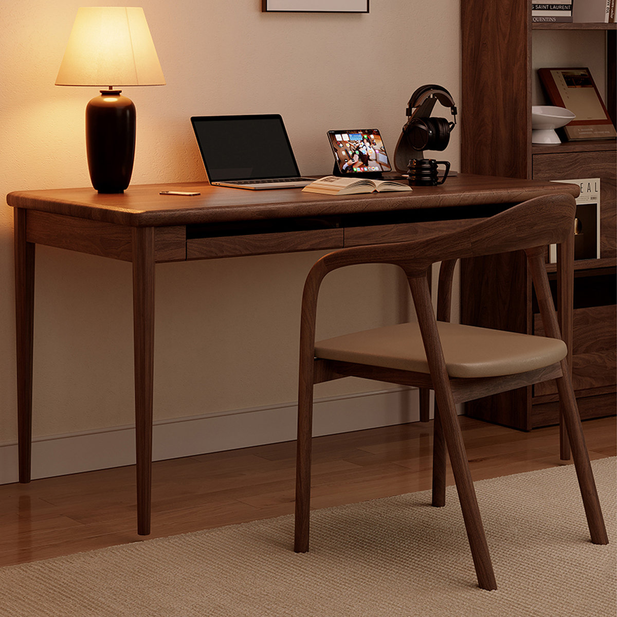 Cozynest Walnut Rectangular Solid Wood desks | Wayfair