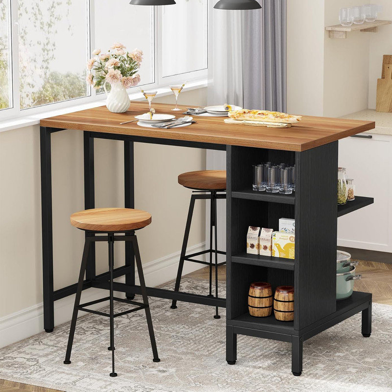 17 Stories Kitchen Island, Kitchen Shelf Kitchen Bar Table with 5 Open ...