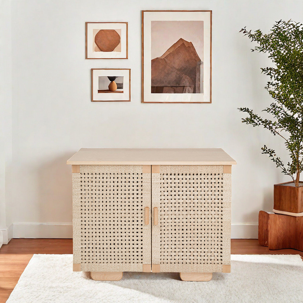 Atta Avenue Solid Wood Braided Rope Accent Cabinet Accent Cabinet | Wayfair