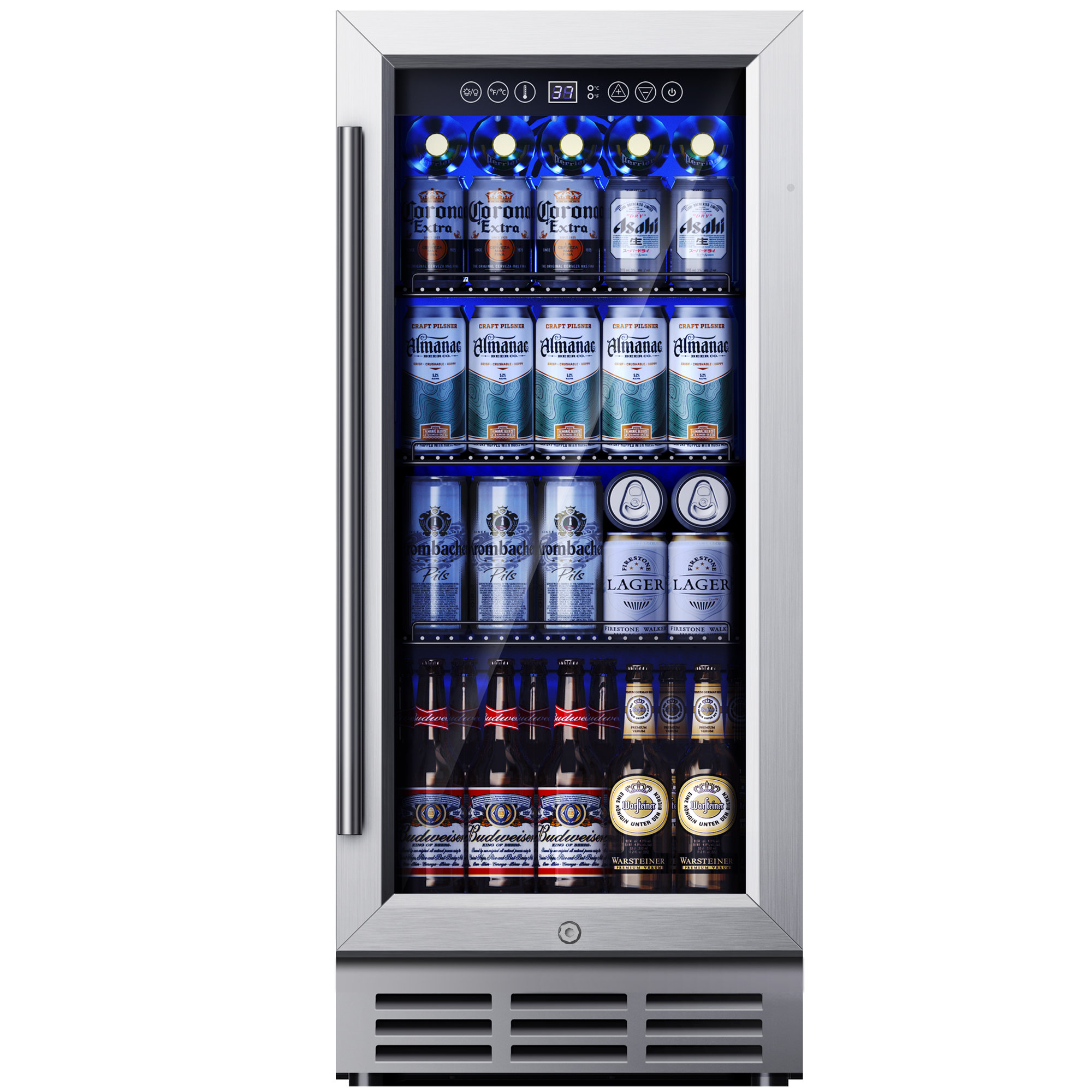 Simzlife 15'' W 3.2 Cu Ft 130 Cans Beverage Refrigerator - Freestanding ...
